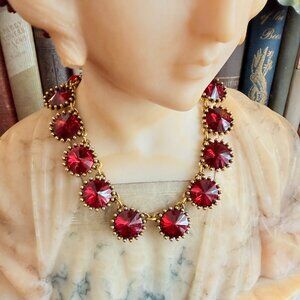 Plunder | Jewelry | Beautiful Red Gold Rivoli Glass Necklace | Poshmark